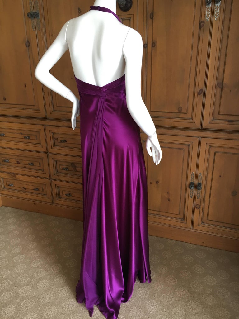 Versace Vintage luxurious Purple Silk Evening Dress with Draped Silk ...