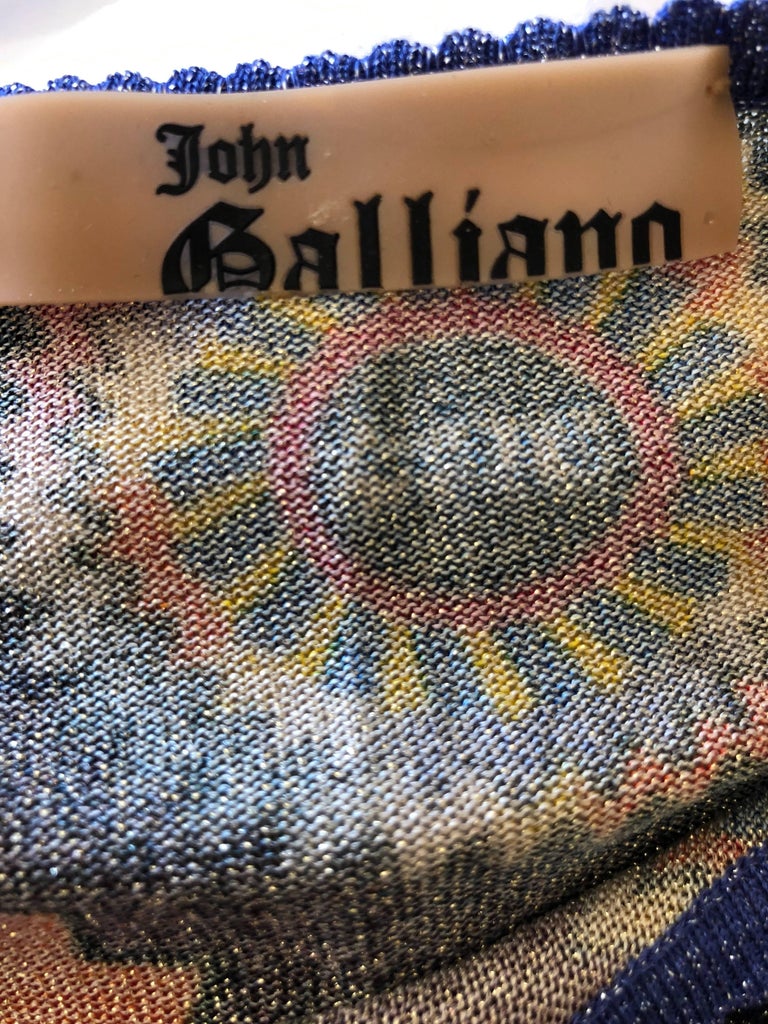 John Galliano Vintage Brightly Colored Cardigan Sz Small For Sale At