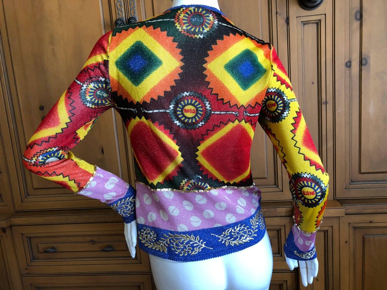 John Galliano Vintage Brightly Colored Cardigan Sz Small For Sale At