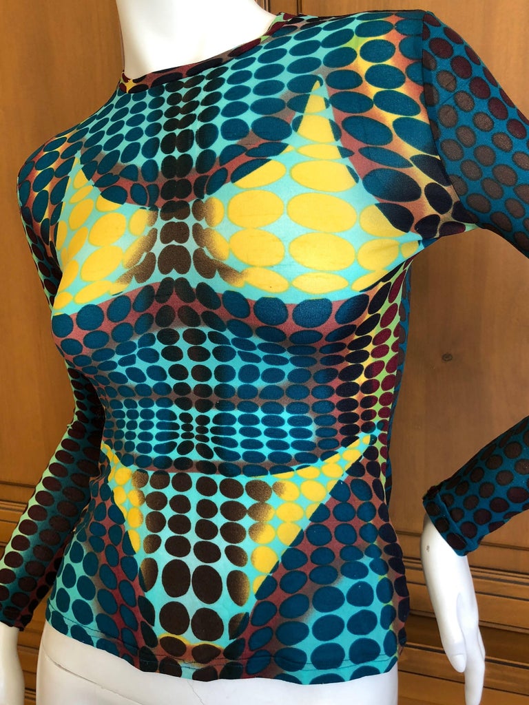 Jean Paul Gaultier Femme Autumn 1995 Op Art Long Sleeve Torso Top For ...