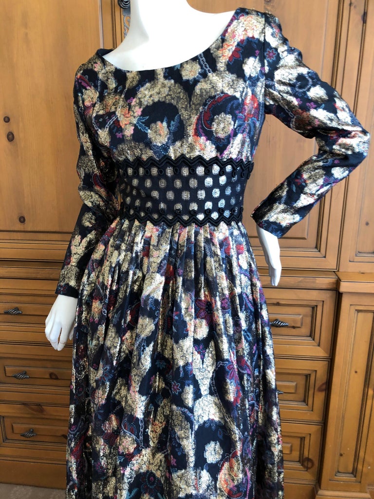 Jean Louis for I Magnin Sheer Gold Silk Brocade Evening Dress For Sale ...