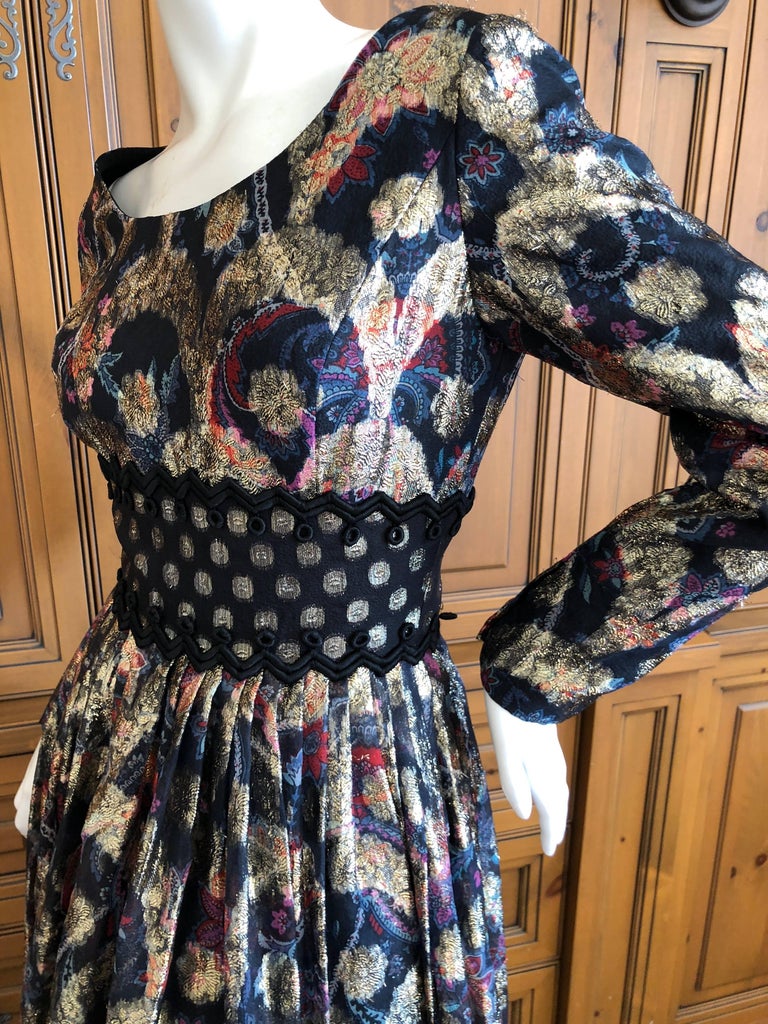 Jean Louis for I Magnin Sheer Gold Silk Brocade Evening Dress For Sale ...