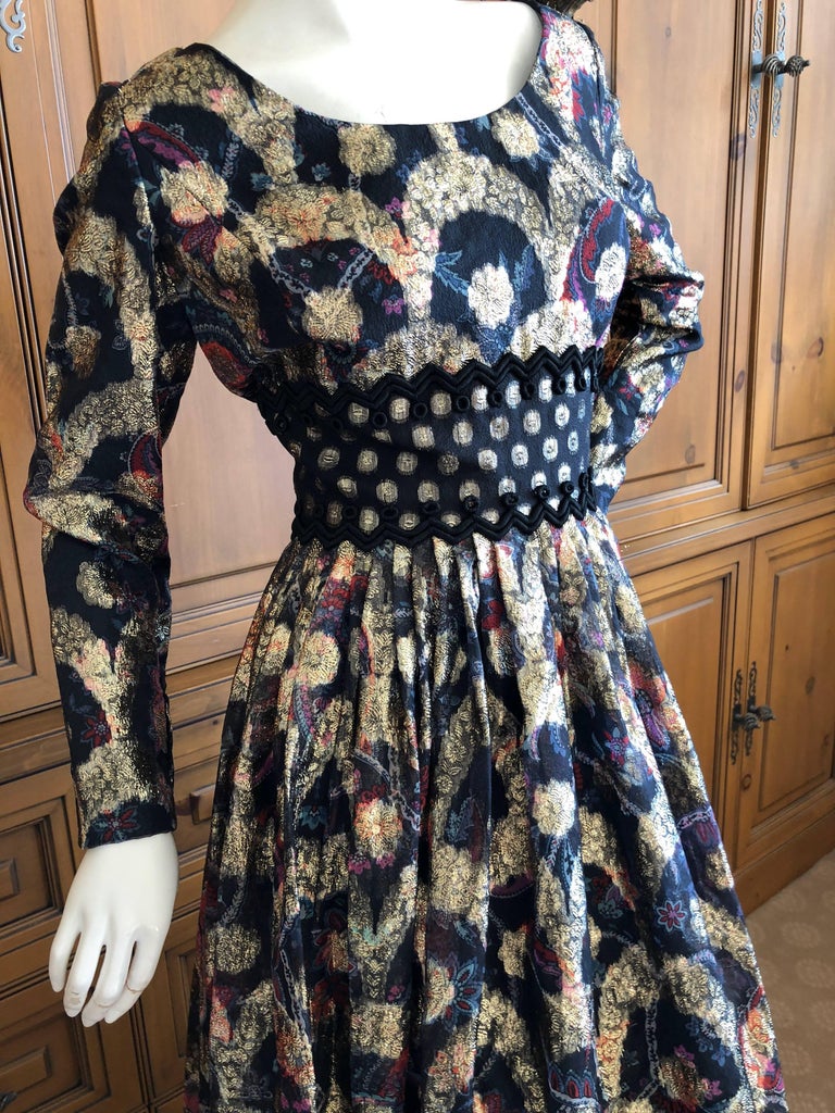 Jean Louis for I Magnin Sheer Gold Silk Brocade Evening Dress For Sale ...