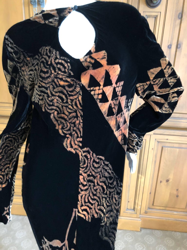 Cardinali Gold and Black Velvet Evening Dress with Keyhole, 1970s For ...