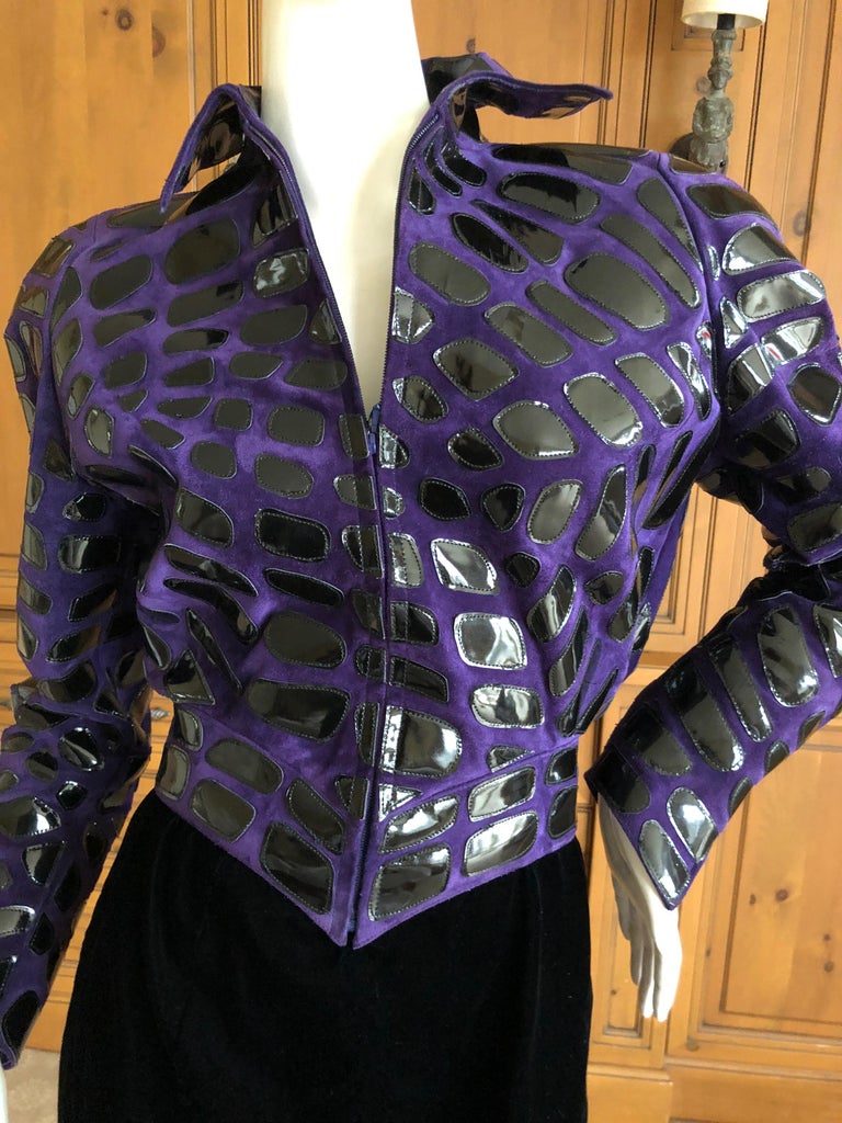 Thierry Mugler "Insect" Collection Suede and Patent Leather Jacket For ...