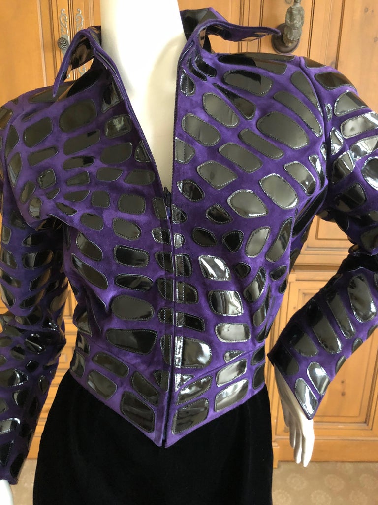 Thierry Mugler "Insect" Collection Suede and Patent Leather Jacket For ...