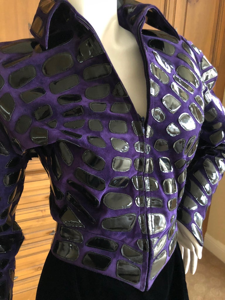 Thierry Mugler "Insect" Collection Suede and Patent Leather Jacket For ...
