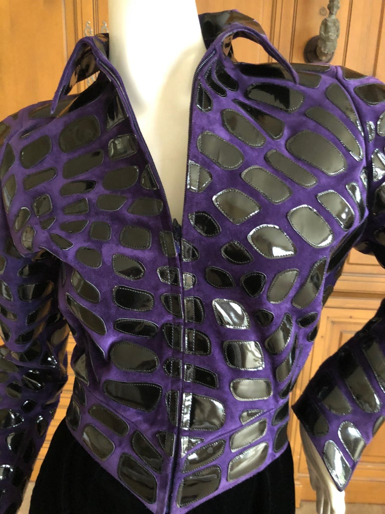 Thierry Mugler "Insect" Collection Suede and Patent Leather Jacket For ...