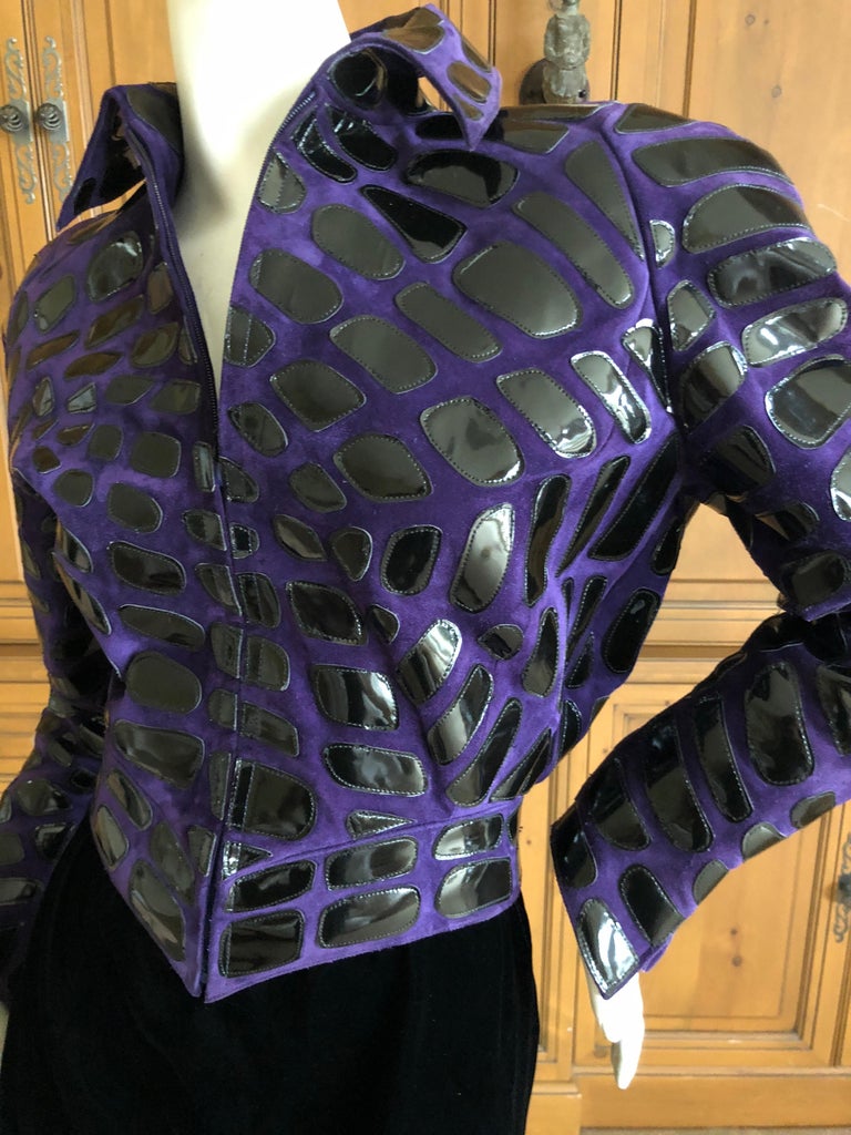 Thierry Mugler "Insect" Collection Suede and Patent Leather Jacket For ...
