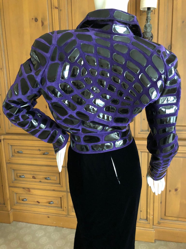 Thierry Mugler "Insect" Collection Suede and Patent Leather Jacket For ...