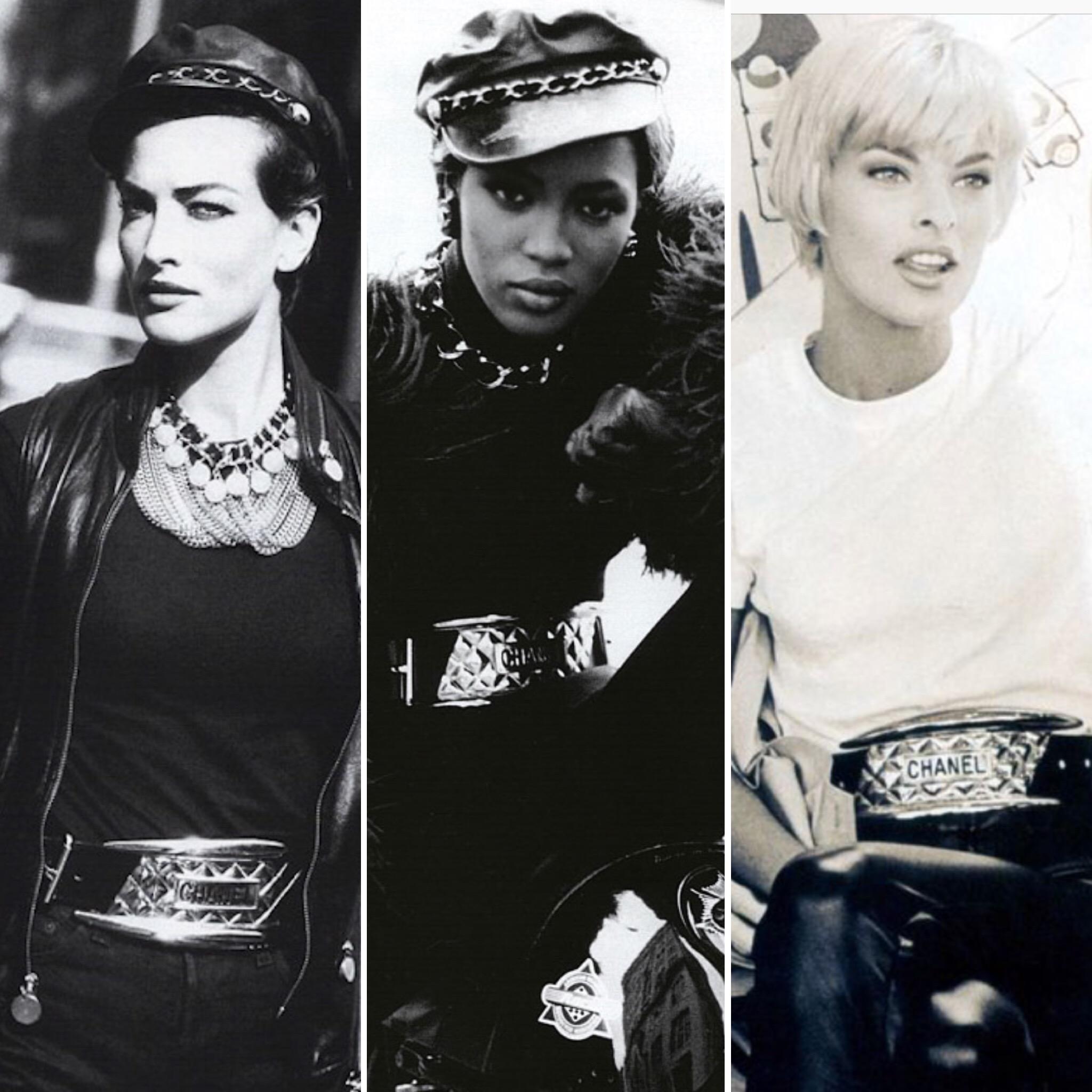 Chanel Wide Quilted Gold Motorcycle Belt Vogue Supermodel Photo Shoot ...