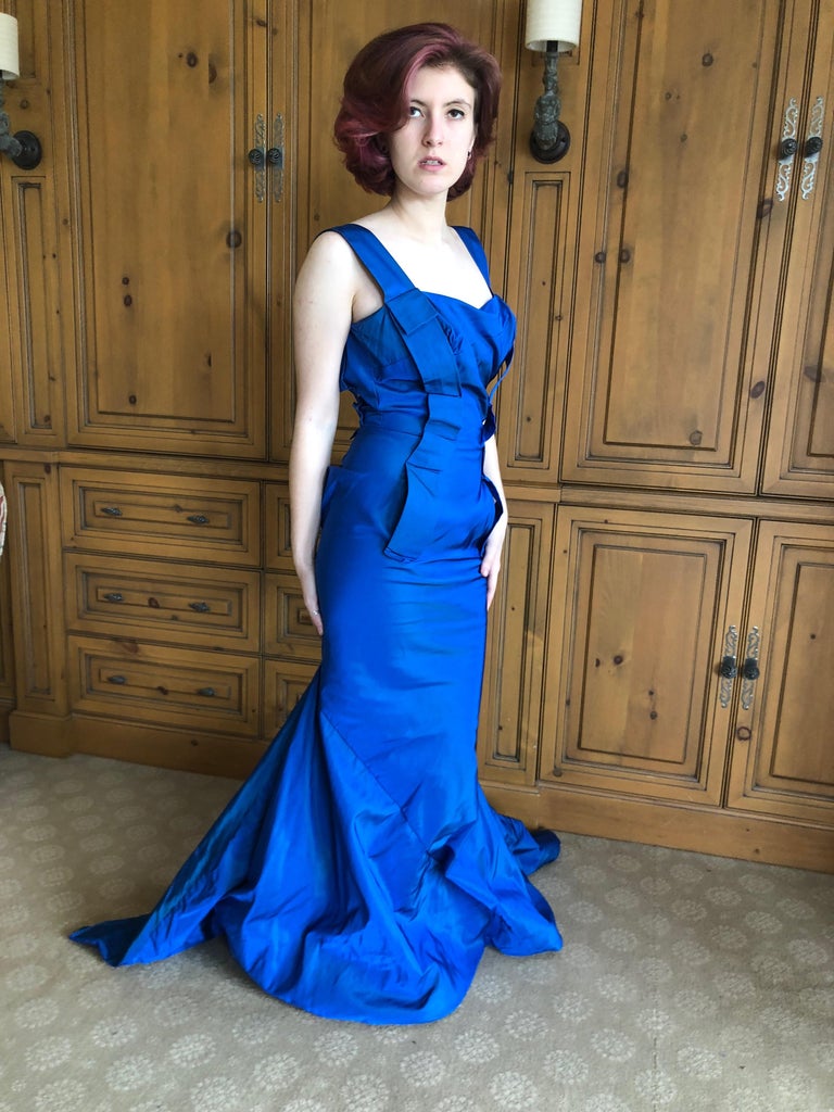 Vivienne Westwood Gold Label Blue Taffeta Fishtail Train Evening Dress ...