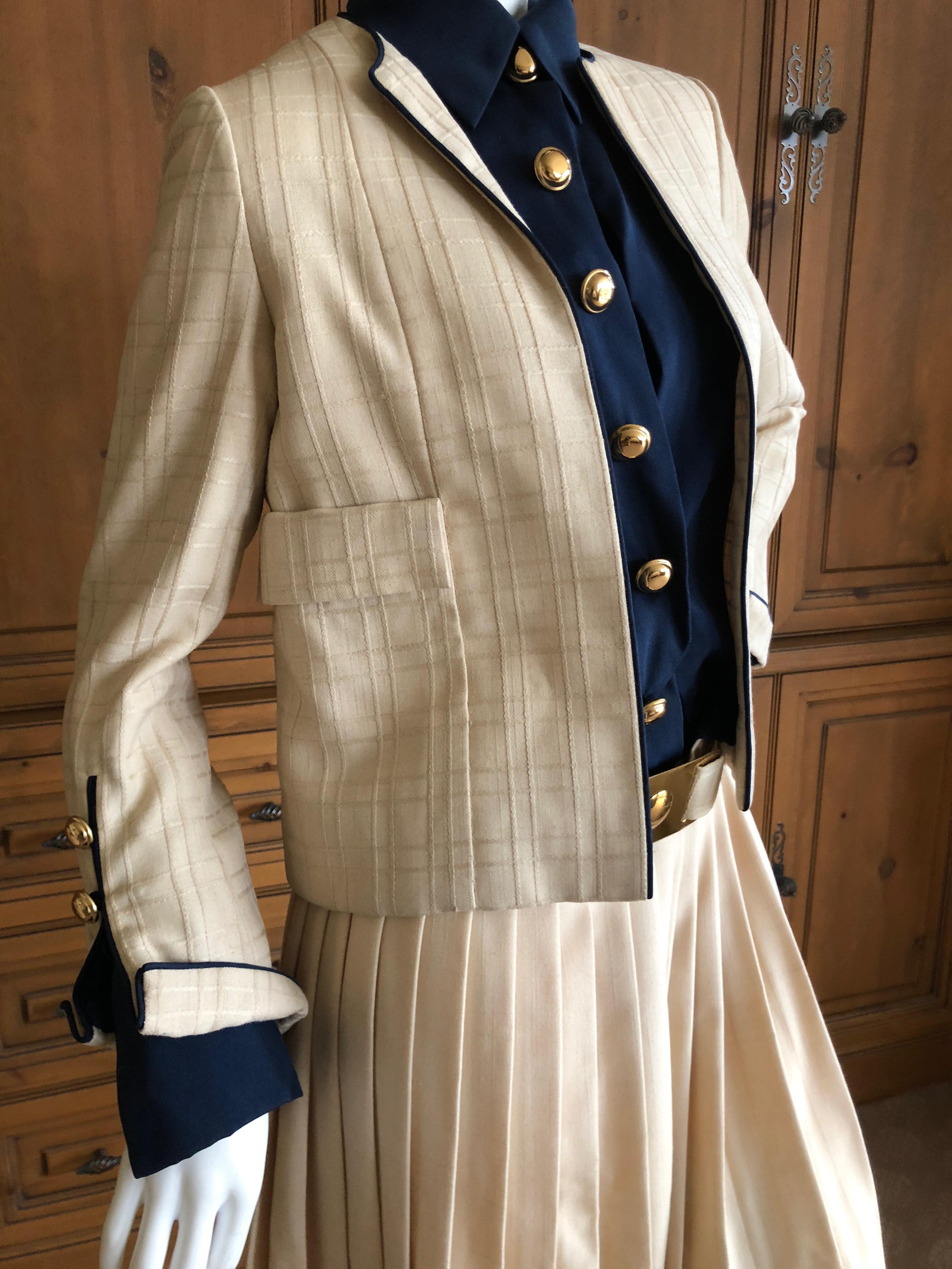 Cardinali Nautical Pleated Navy and Ivory Dress Suit with Jacket 1972 ...