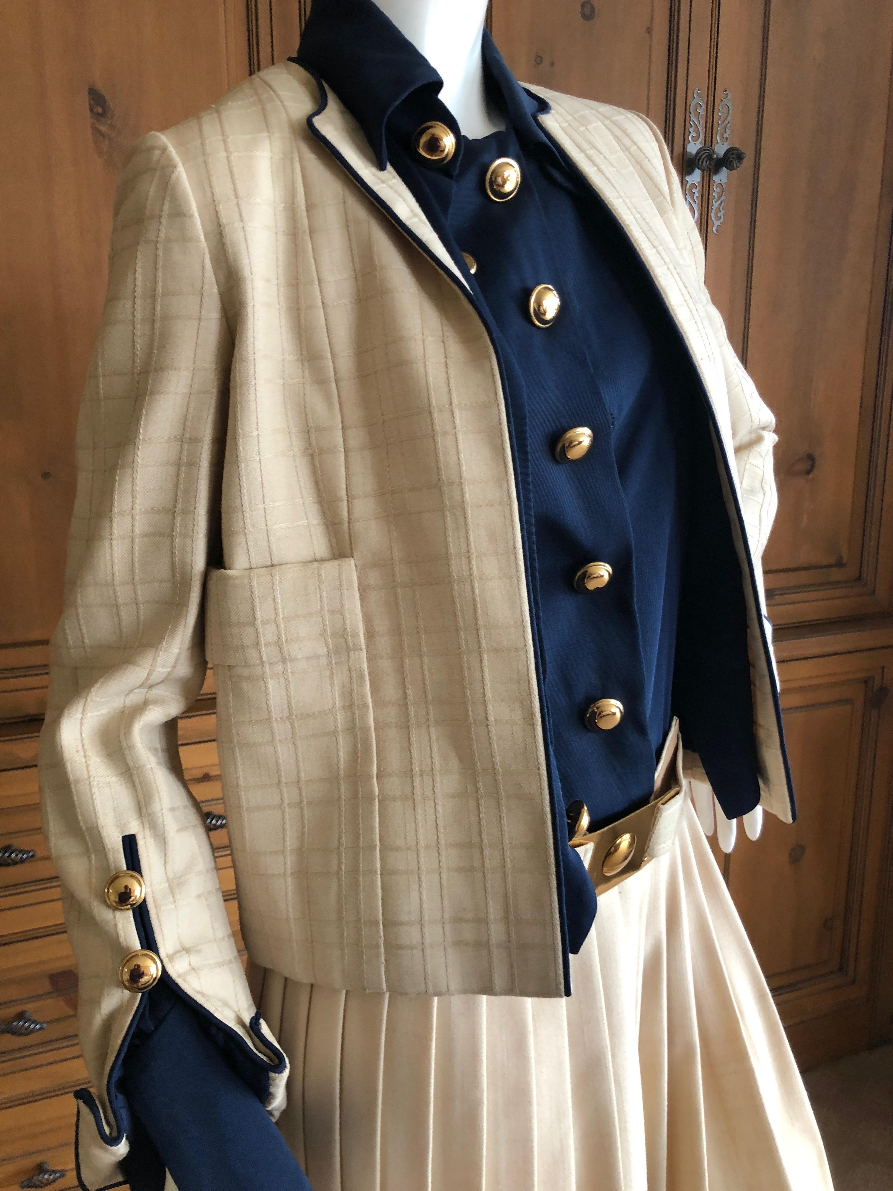 Cardinali Nautical Pleated Navy and Ivory Dress Suit with Jacket 1972 ...
