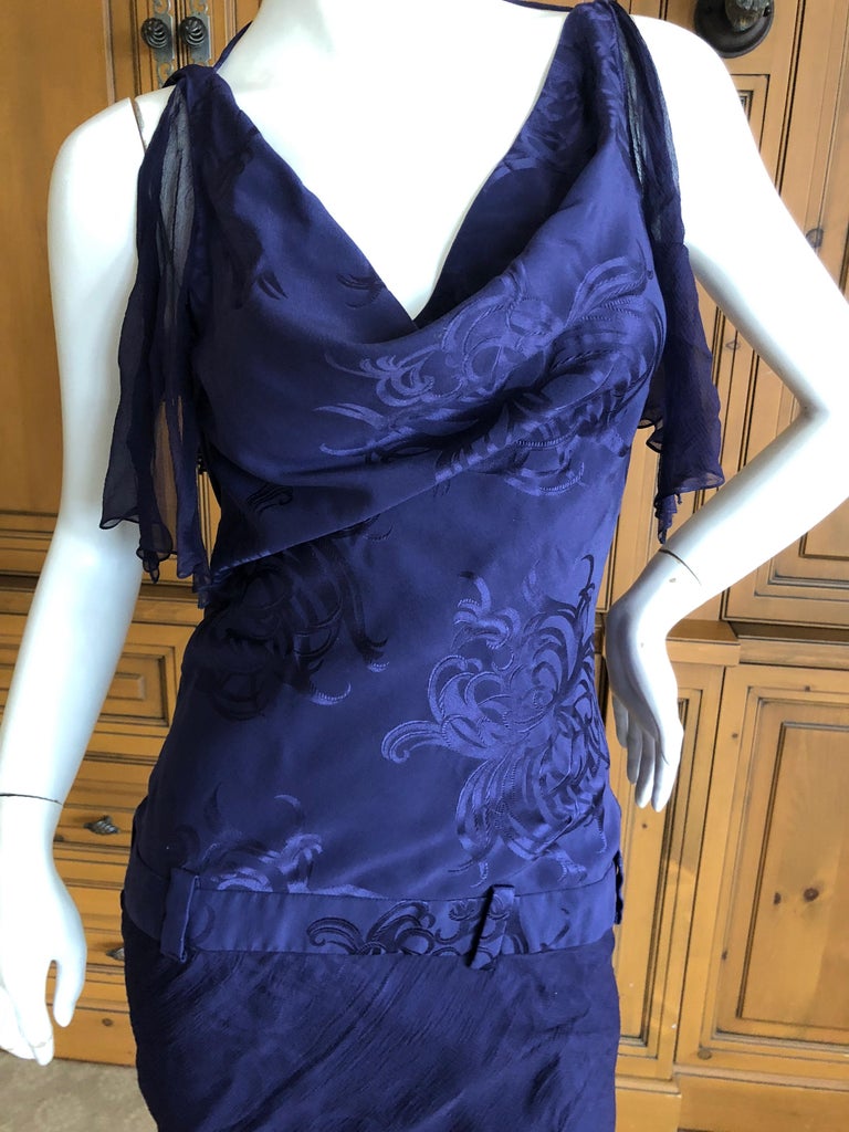 Christian Dior by John Galliano Navy Blue Chrysanthemum Print Backless ...