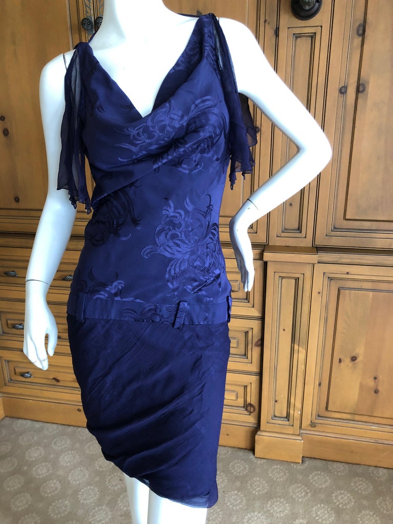 Christian Dior by John Galliano Navy Blue Chrysanthemum Print Backless ...