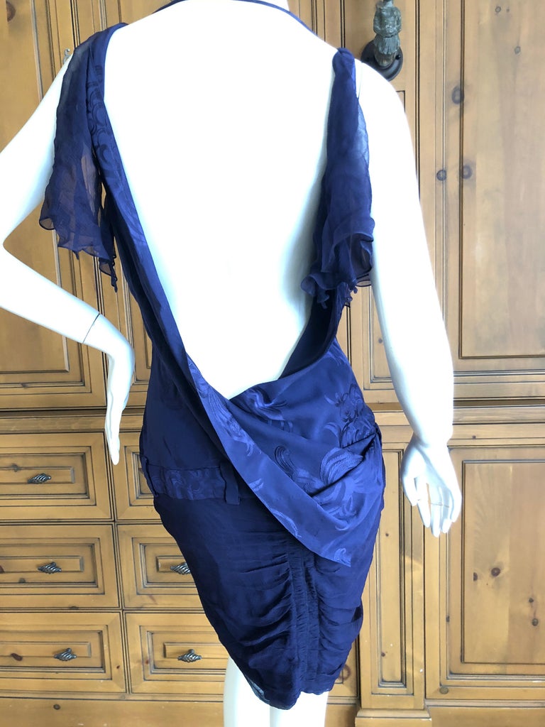 Christian Dior by John Galliano Navy Blue Chrysanthemum Print Backless ...