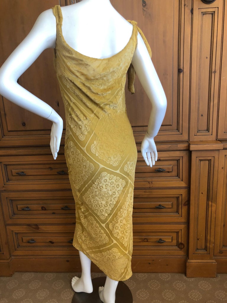 Maison Martin Margiela Ochre Sheer Devore Velvet Bias Cut Dress by ...
