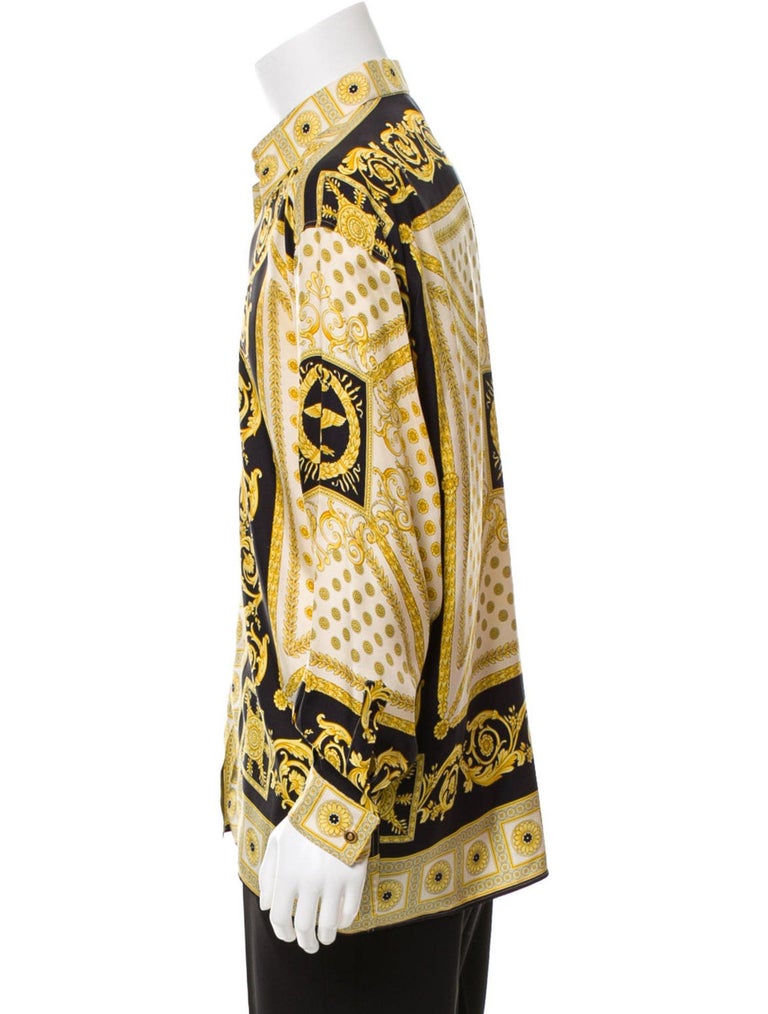 V2 Gianni Versace 1999 Black and Gold Baroque Imperial Eagle 100% Silk ...
