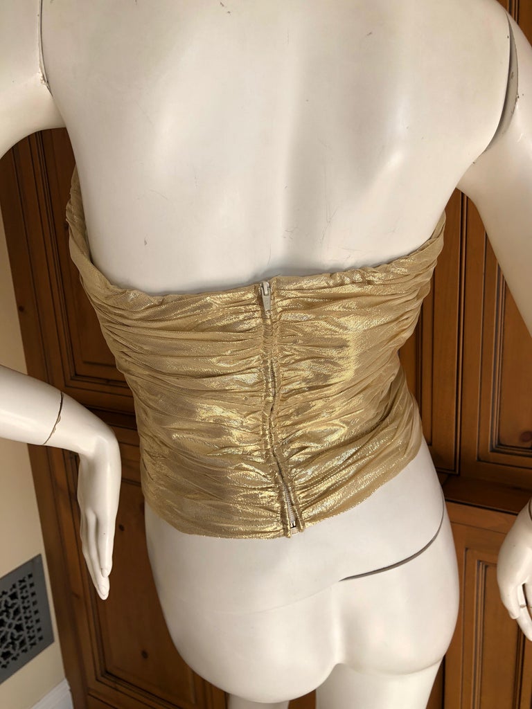 Loris Azzaro Couture Vintage 1970's Gold Corset Size 44 For Sale at 1stDibs