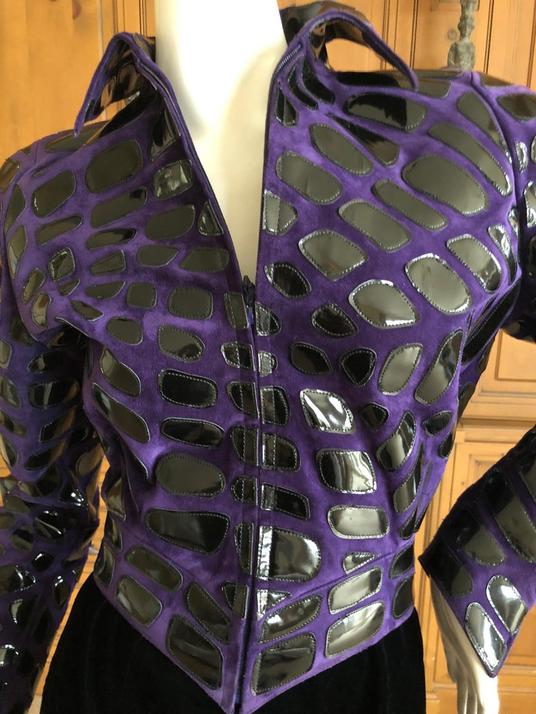 Thierry Mugler "Insect" Collection Suede and Patent Leather Jacket For ...