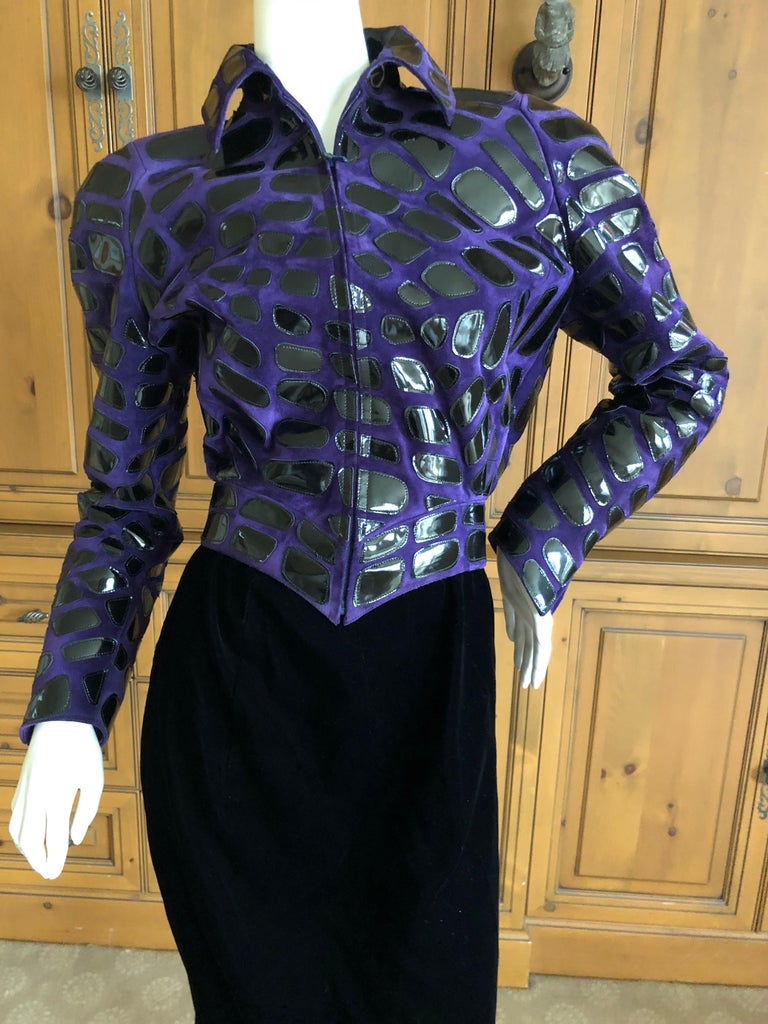 Thierry Mugler "Insect" Collection Suede and Patent Leather Jacket For ...