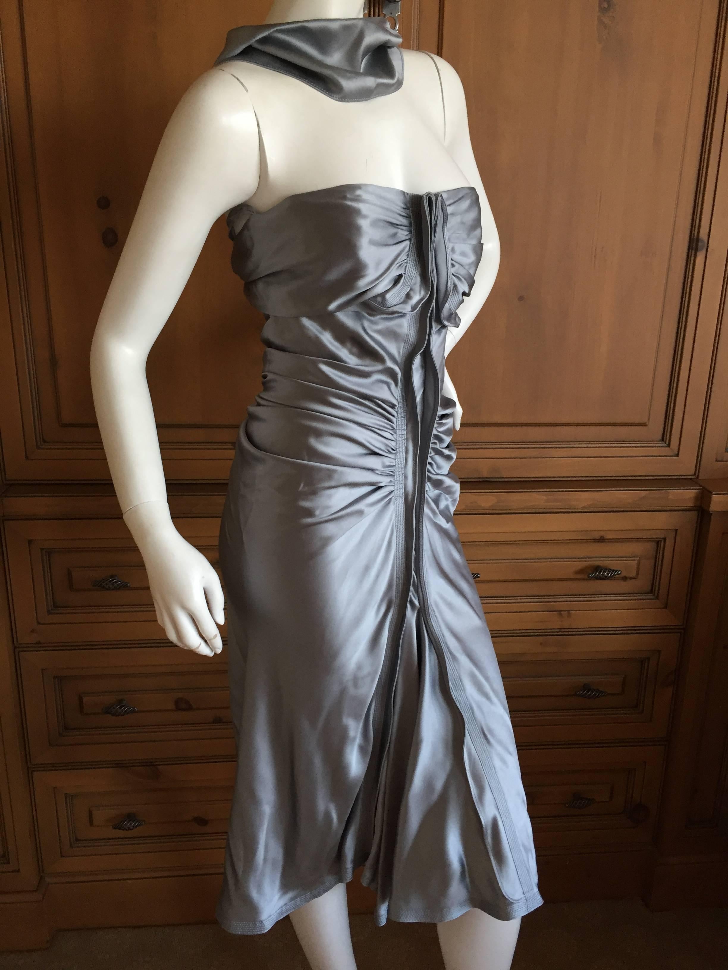 Yves Saint Laurent by Tom Ford Shimmery Silver Silk Dress at 1stDibs