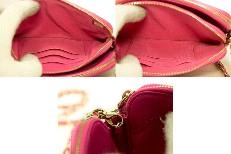 CHANEL Hot Pink Wallet On Chain WOC Double Zip Chain Shoulder Bag at ...