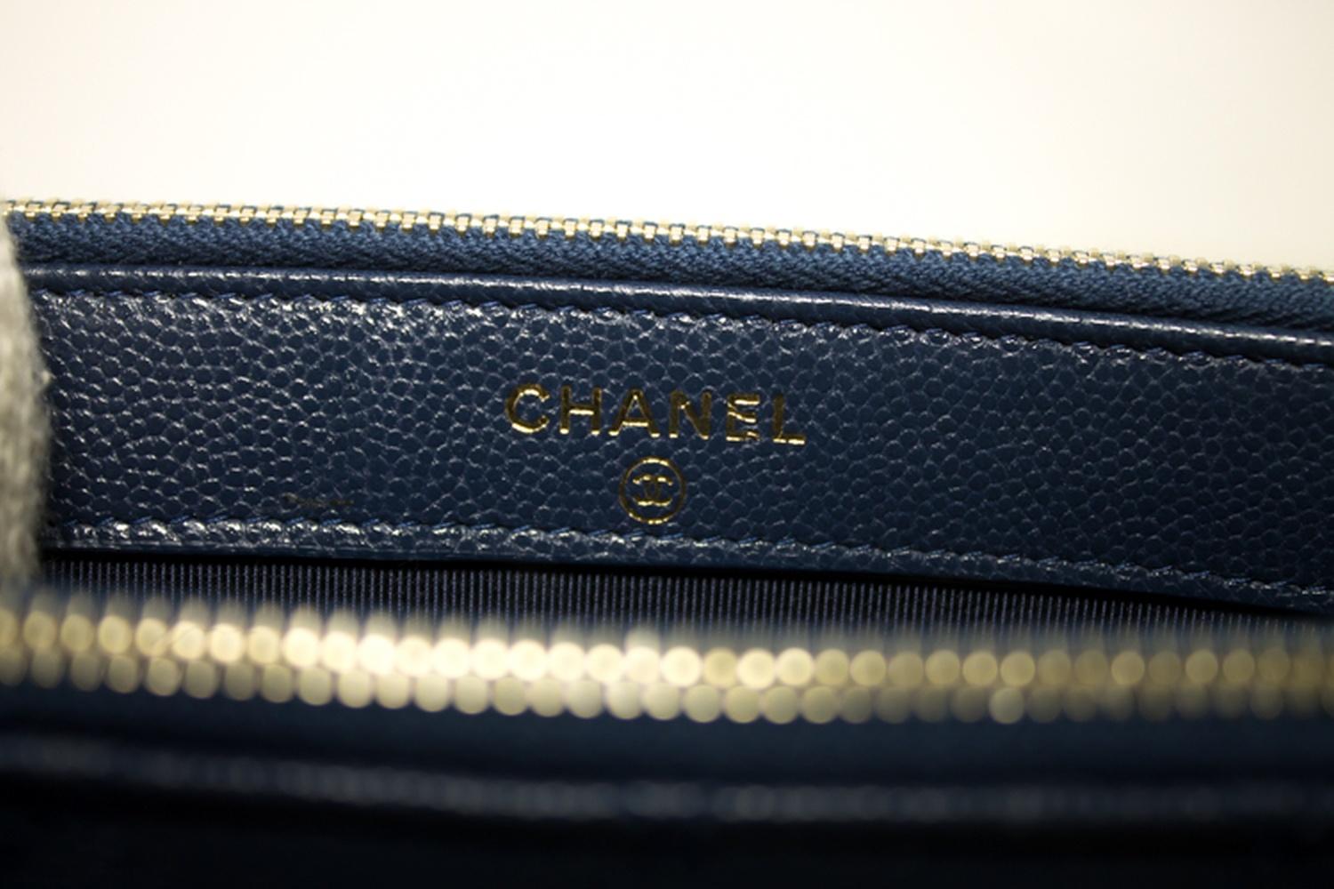 CHANEL Caviar Navy WOC Wallet On Chain W Zip Chain Shoulder Bag For ...