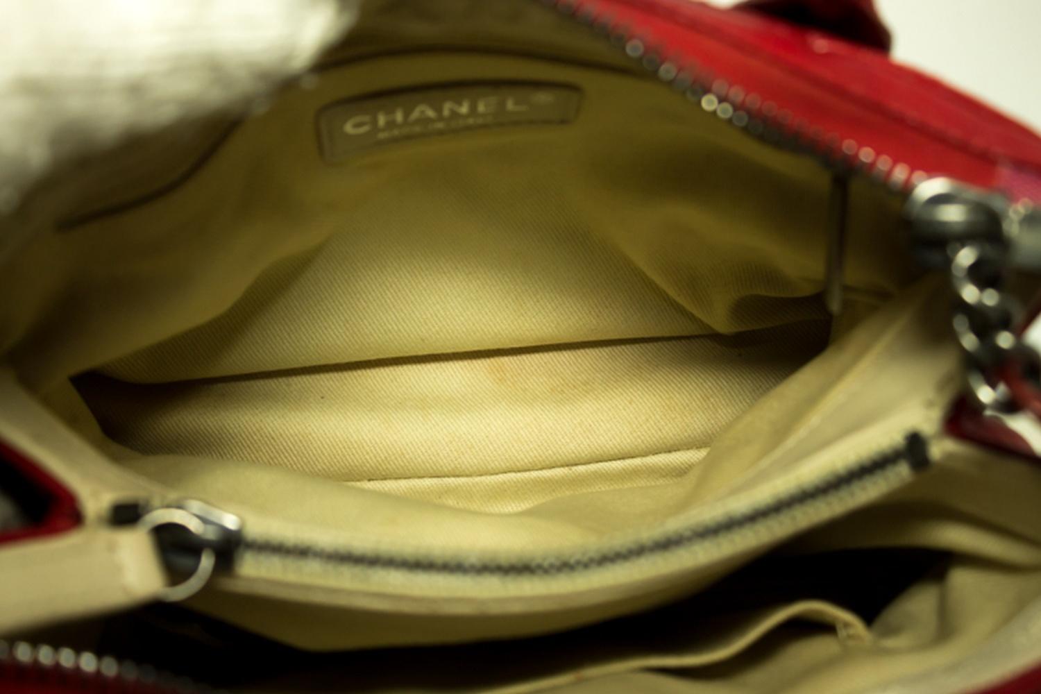 CHANEL 2 Way Red Silver Chain Shoulder Bag Handbag Quilted Calf For ...