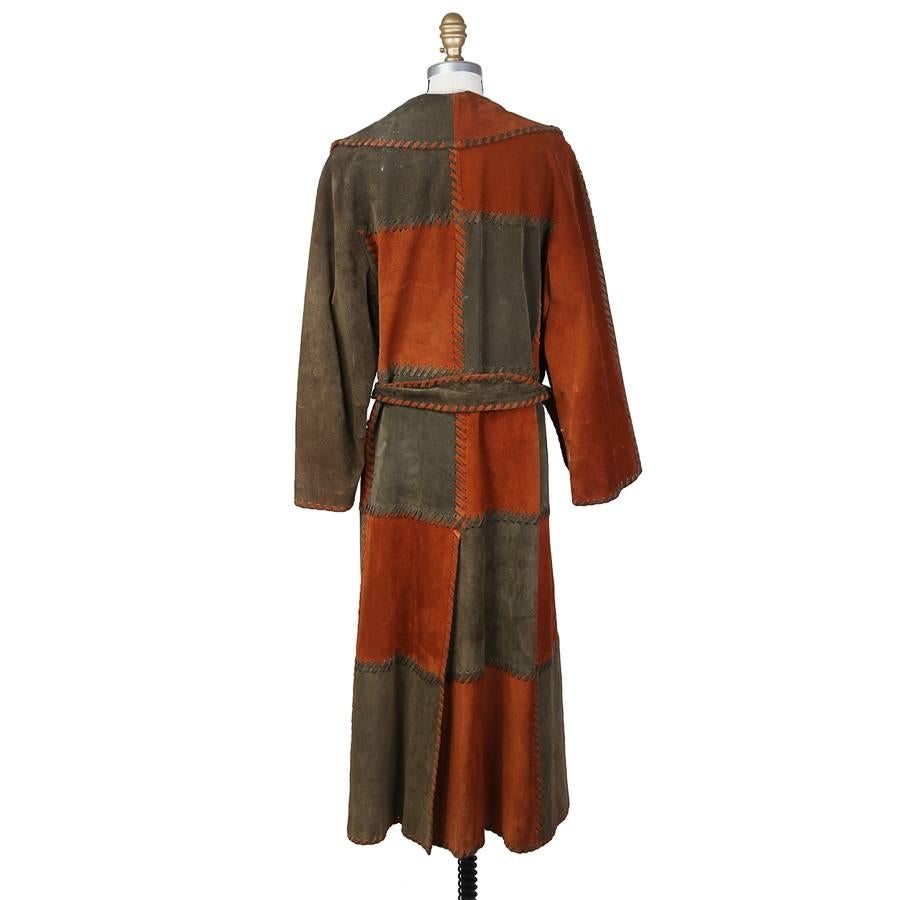 Christian Dior Patchwork Suede Trenchcoat circa 1980s at 1stDibs
