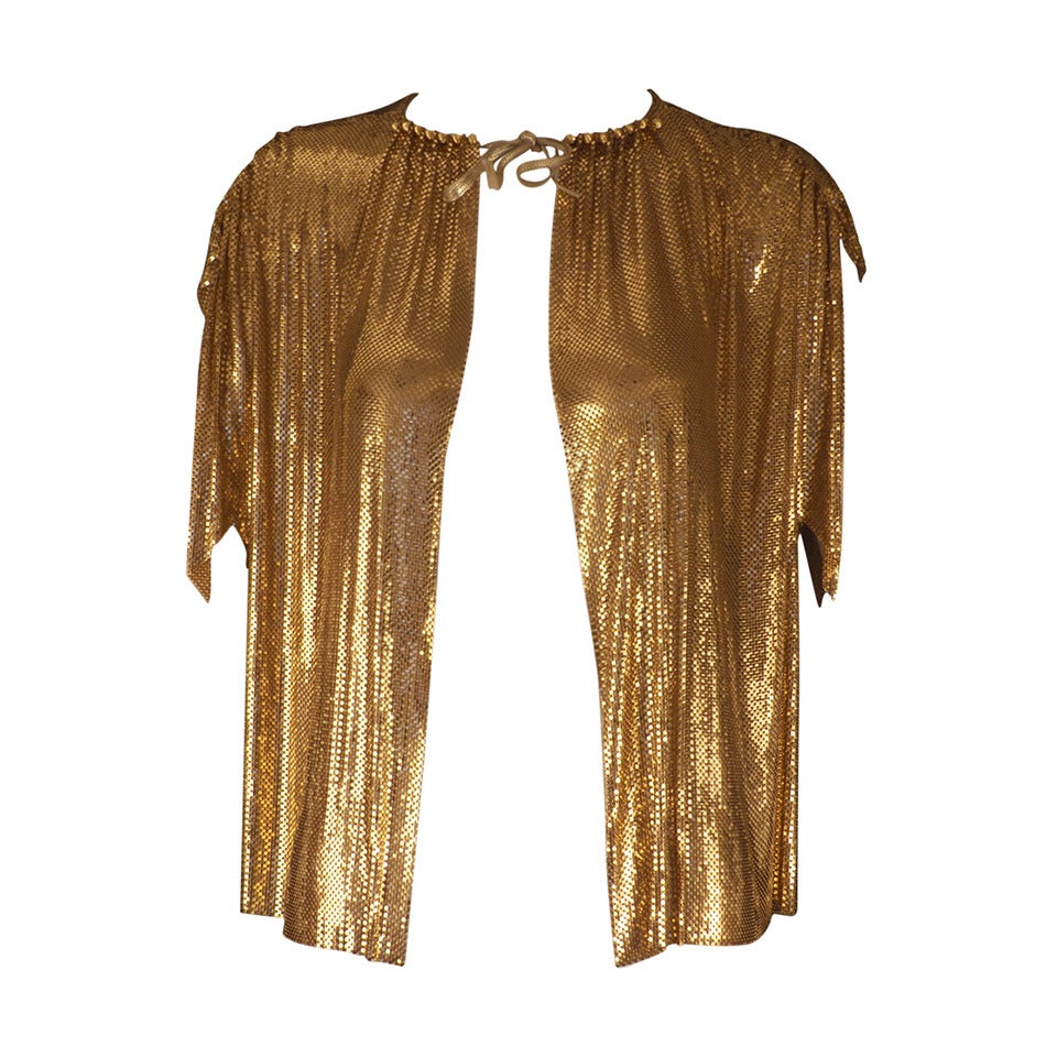 1970s Stephen Burrows Gold Metal Mesh Top at 1stDibs