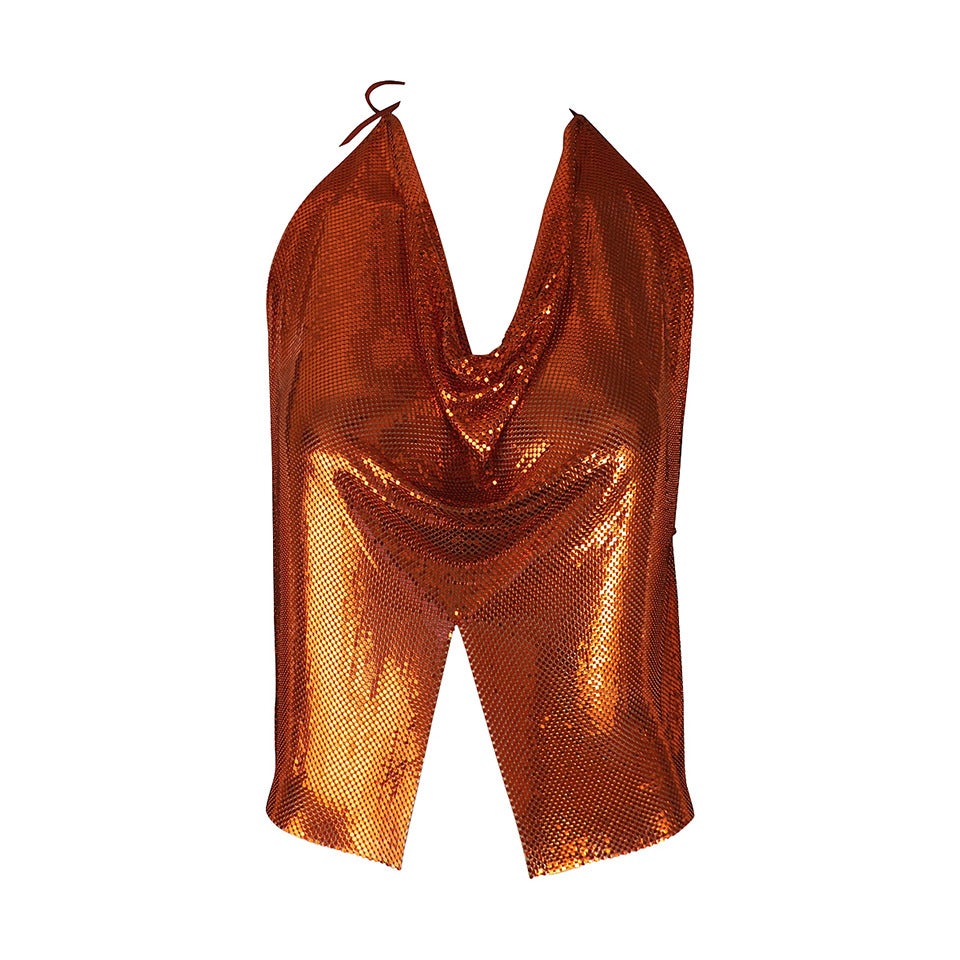 1980s Red Metal Mesh Handkerchief Top For Sale at 1stDibs