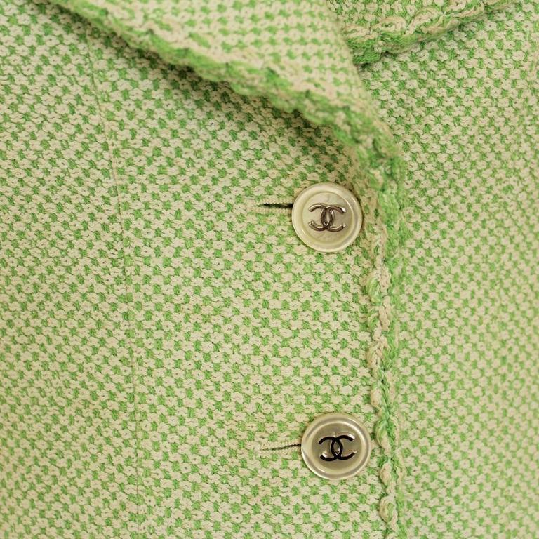 Chanel Wool Blend Green Jacket 38 - 42 at 1stDibs