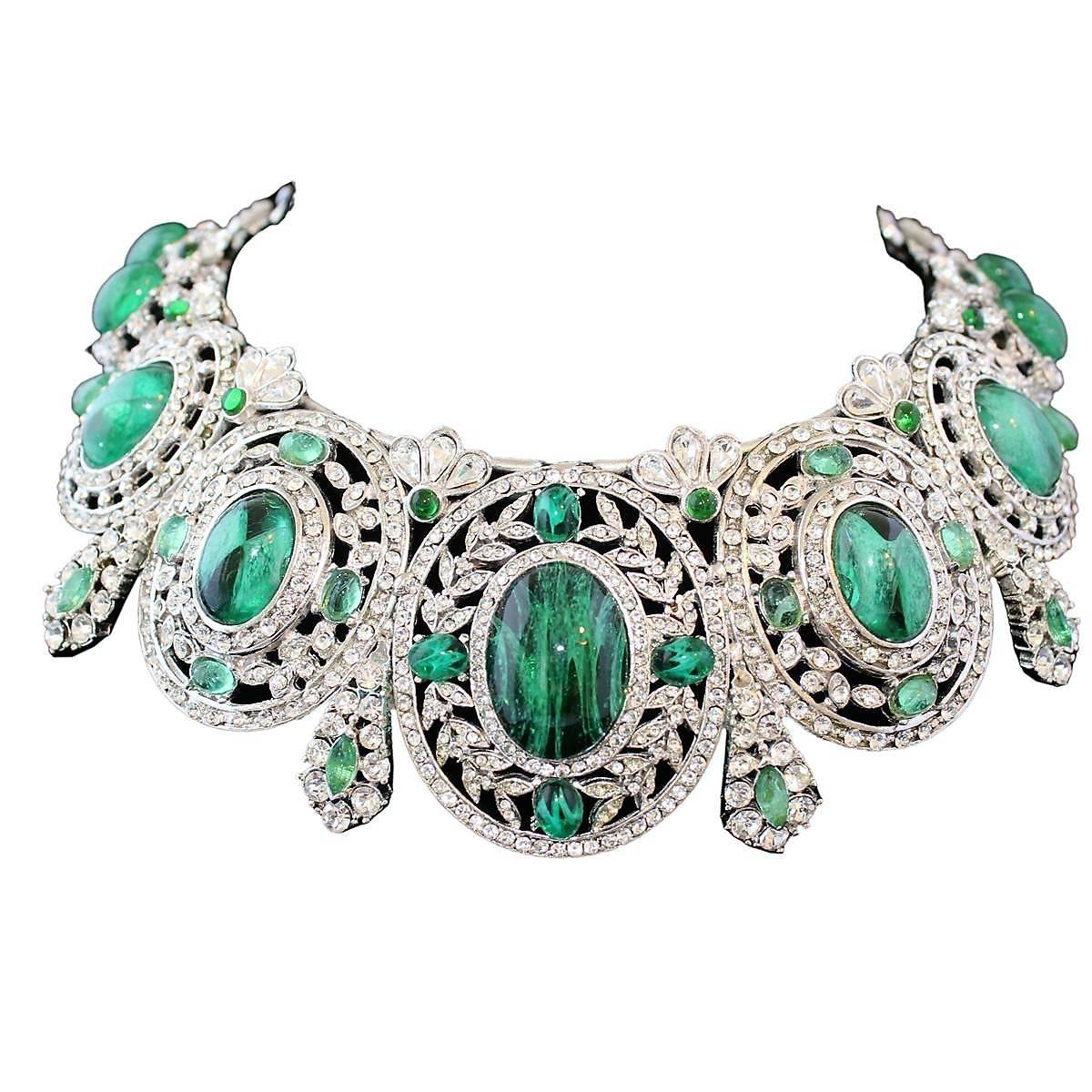 Unique Carlo Zini Emerald Like Collier / Tiara at 1stDibs