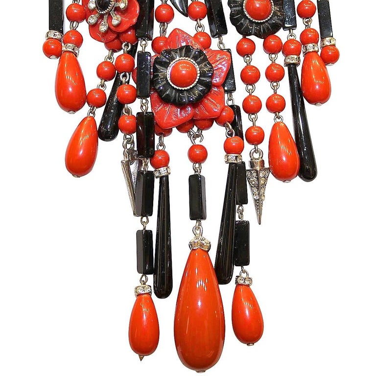Carlo Zini Milano Black and Red Coral Collier at 1stDibs