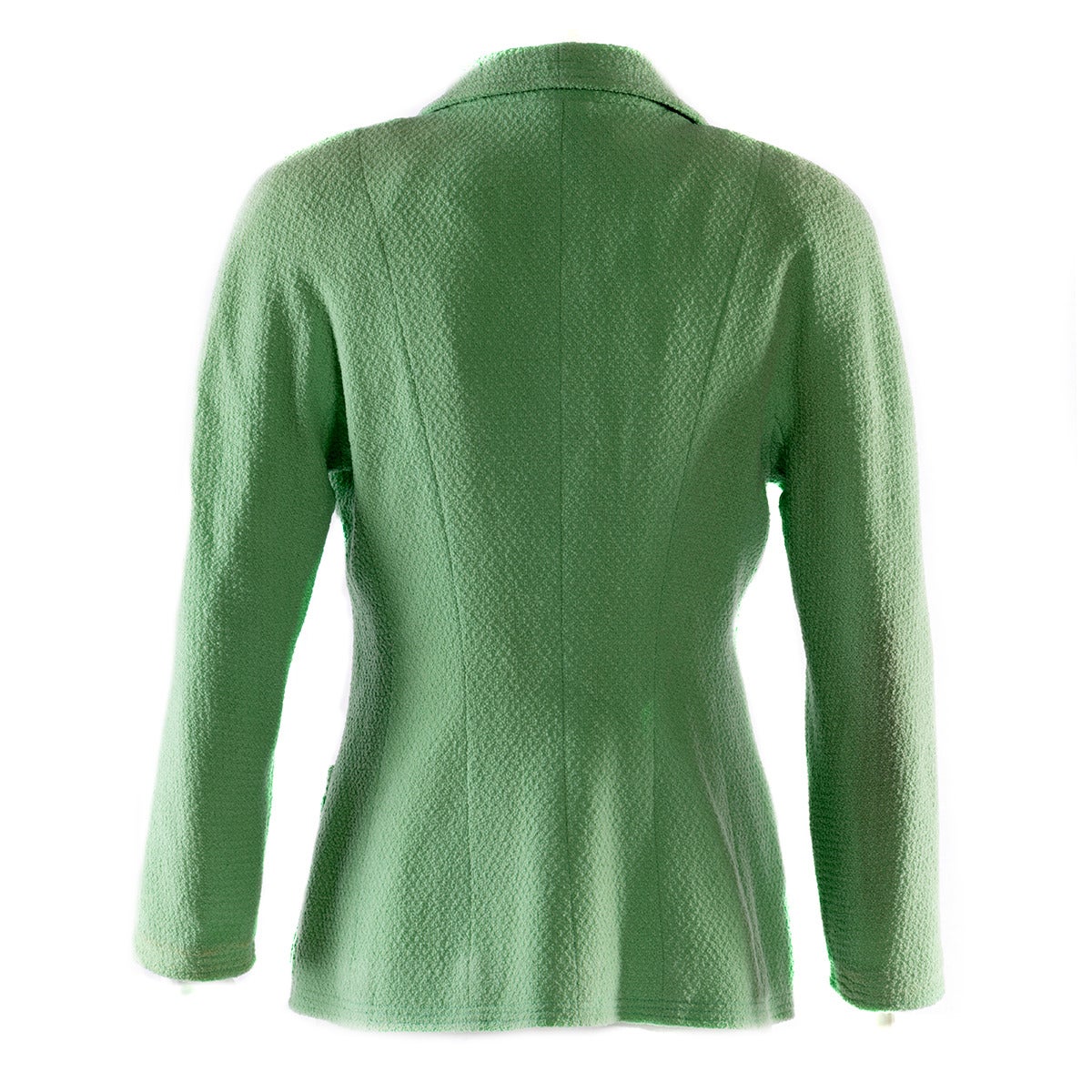 1990s Chanel Green Wool Jacket at 1stDibs