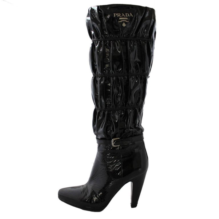 Prada Black Patent Boots 38 at 1stDibs | prada black boots, prada ...