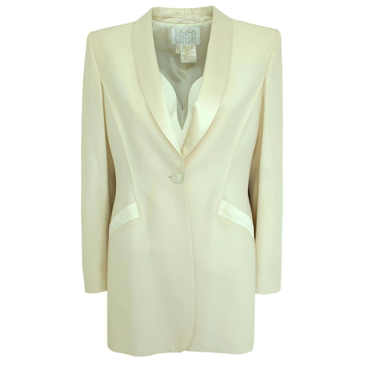Escada Couture Ivory Smoking Jacket For Sale at 1stDibs | smoking ivory