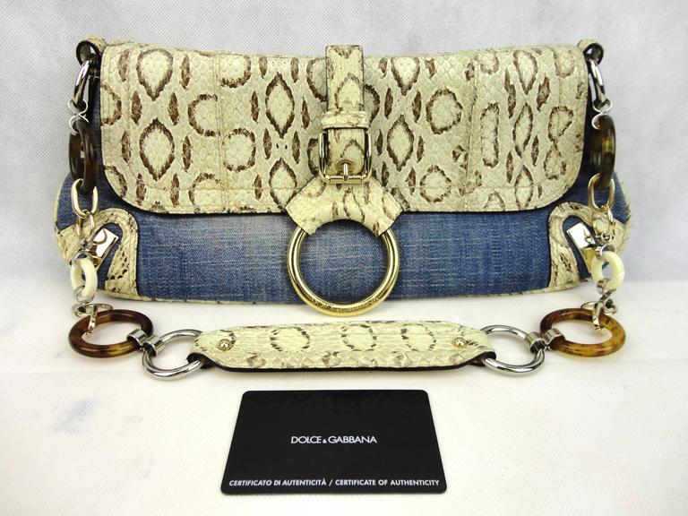 Dolce and Gabbana Denim Handbag Python at 1stDibs