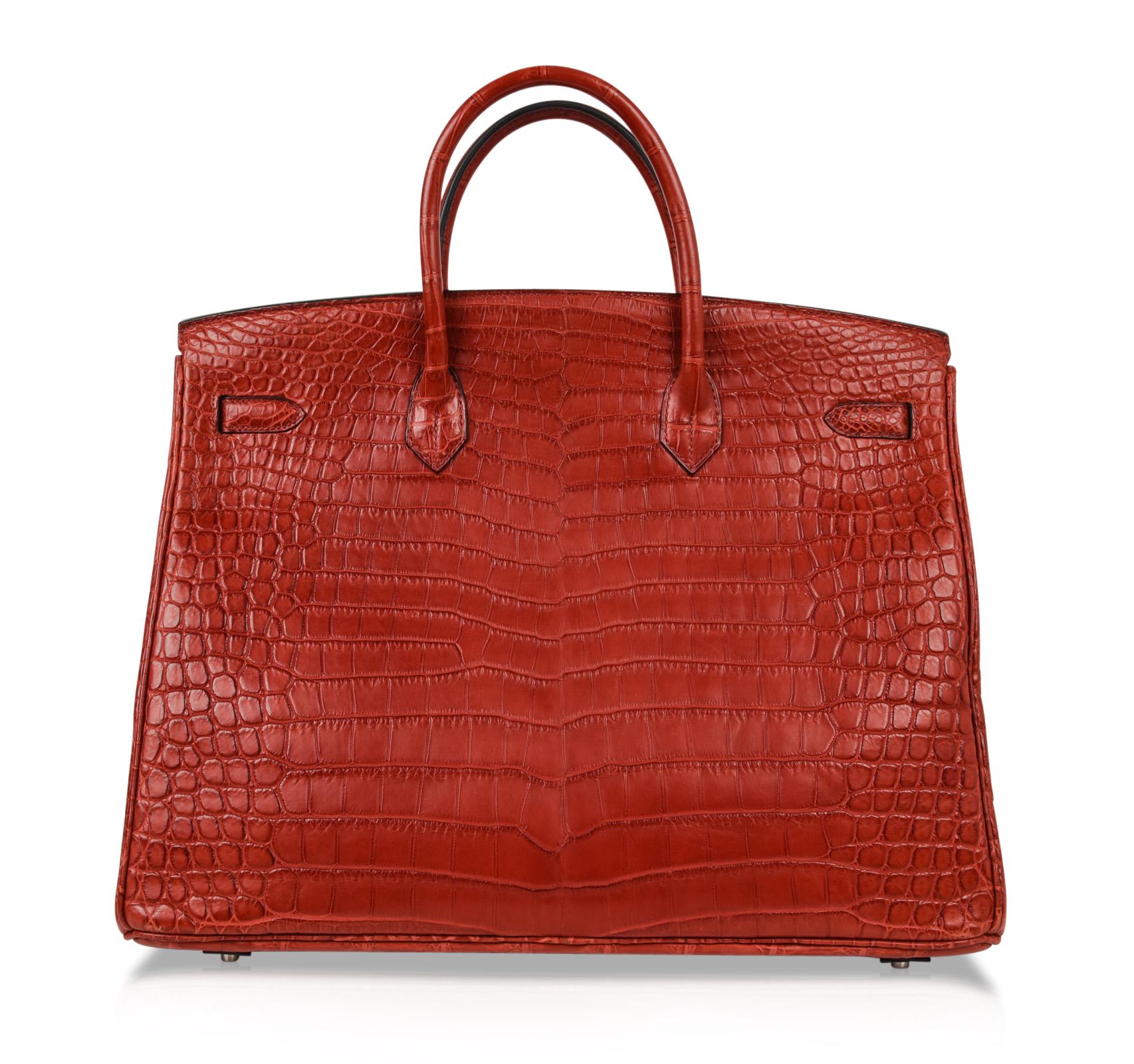 Hermes Birkin 40 Bag Rouge Red Matte Porosus Crocodile Palladium For ...