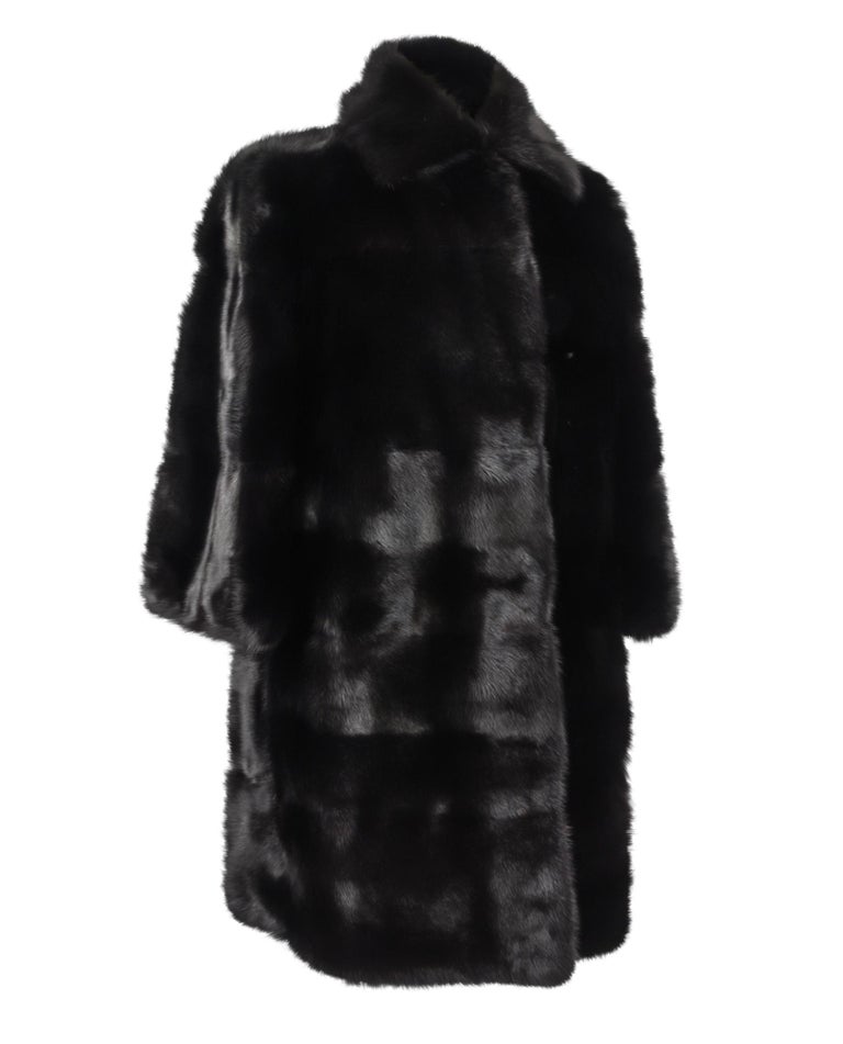 Gucci Coat Black Glossy Mink 3/4 Sleeve Knee Length 42 / Fits 6 to 8 ...
