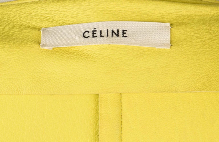 Celine Jacket Oversized Black w/ Yellow Interior Leather 34 / 6 mint at ...