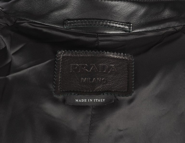 Prada Coat Classic Black Soft Supple Lambskin Leather 8 at 1stDibs