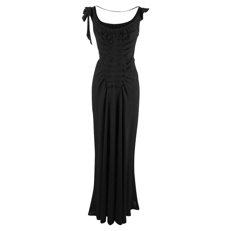 Prada Vintage Dress Gown Divine Cut Front and Rear Pleating 40 / 6 at ...