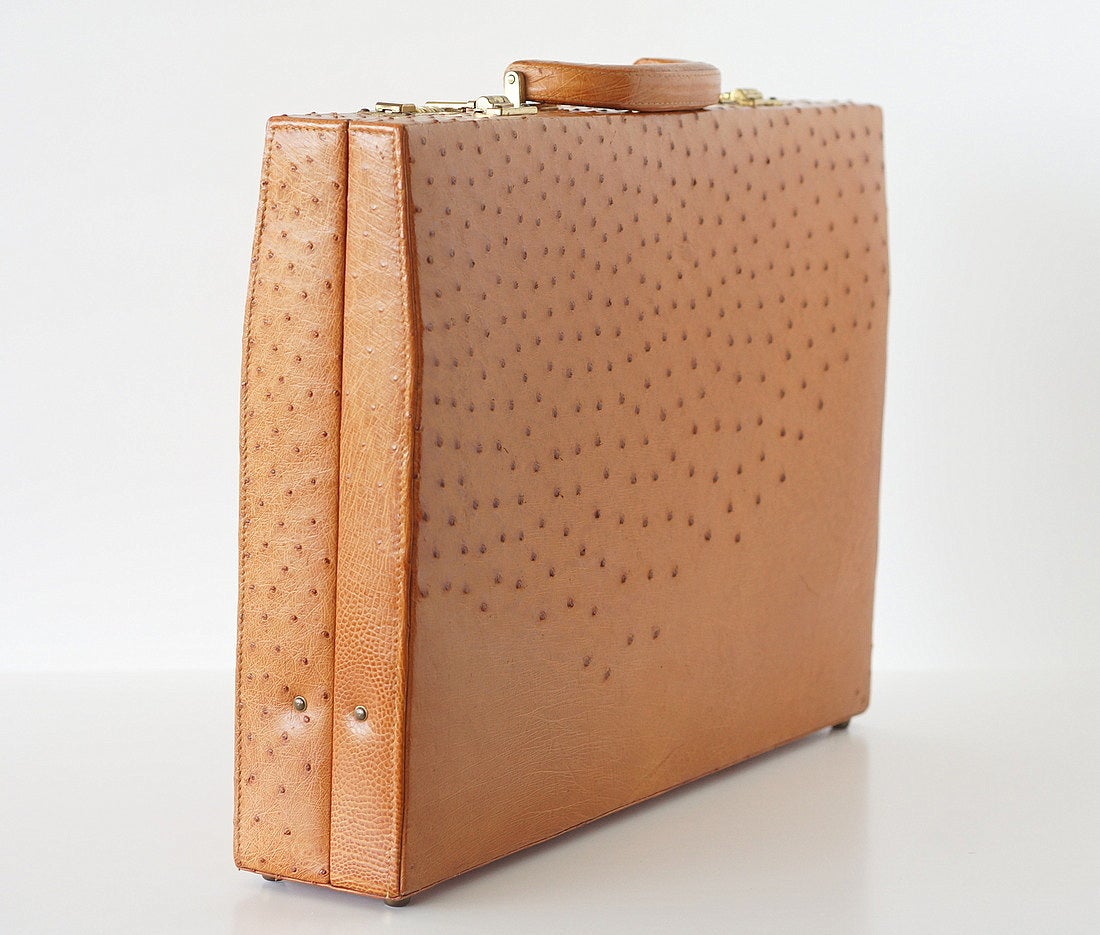 CATHERINE CARSON briefcase full quill South African ostrich at 1stDibs ...