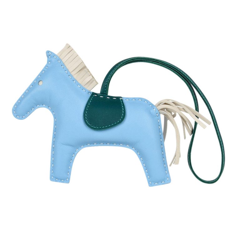 Hermes Rodeo Bag Charm MM Blue Celeste Malachite Craie Horse For Sale ...