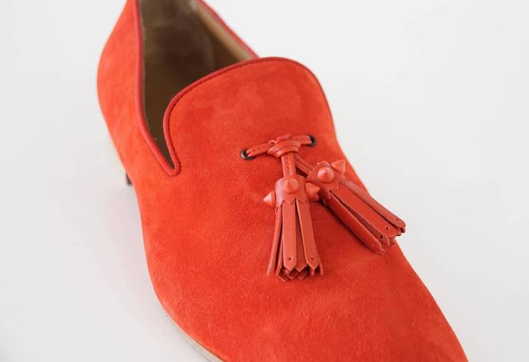 Christian Louboutin Men's Very Beautiful Red Suede Loafer Spike Tassels ...