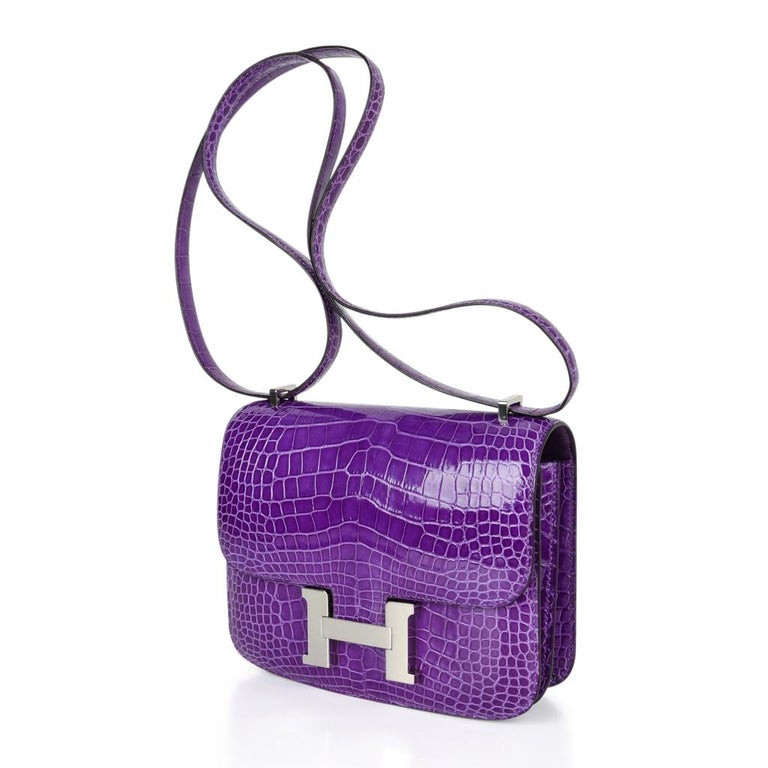 Hermes Constance Bag Rare 18 cm Ultra Violet Alligator Palladium 2die4 ...