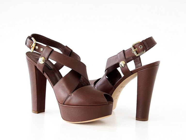 Louis Vuitton Shoe Bold Strap Peeptoe Platform 39 / 9 New For Sale at ...